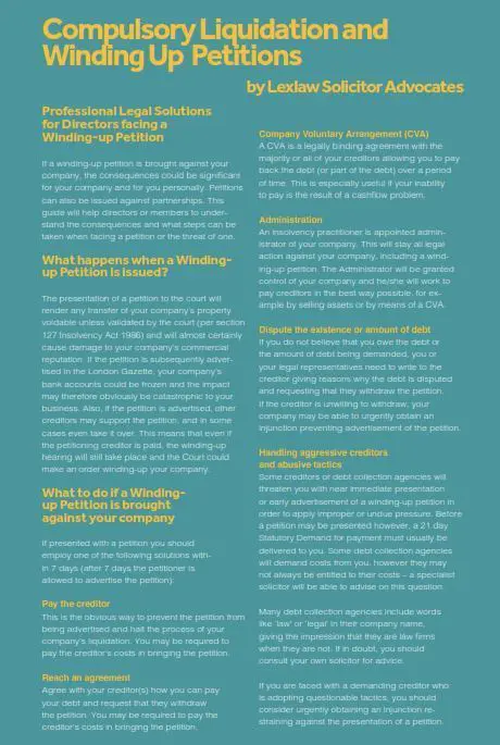 Winding Up Petition Solicitors | London Insolvency Lawyers